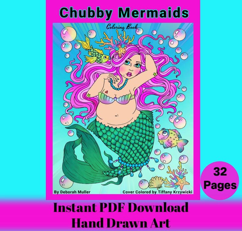 Digital Coloring Book CHUBBY MERMAIDS Instant Download PDF Coloring ...