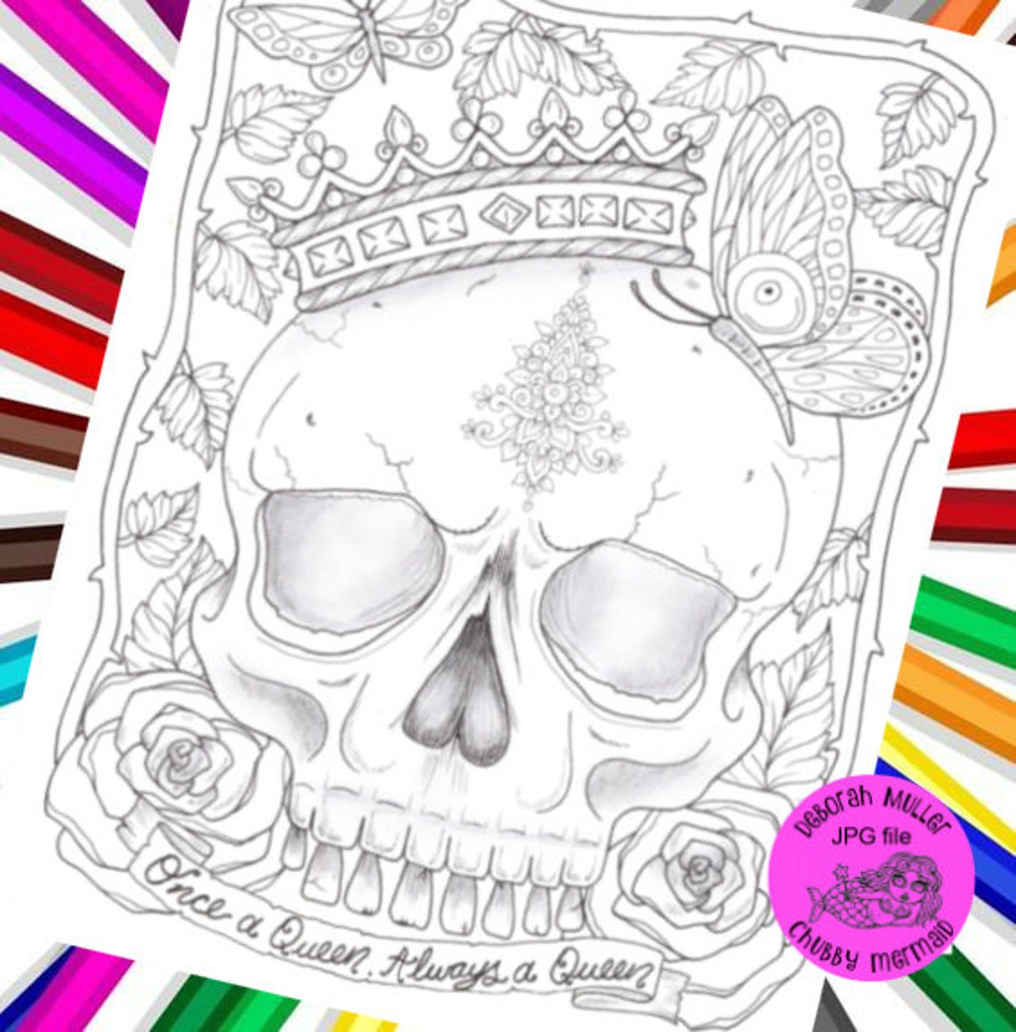 Once a Queen Digital Download Coloring Page. Halloween. Jpg | Etsy