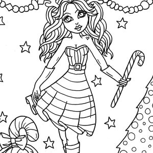 5 Christmas Girls Printable Coloring Pages. Holiday Coloring Fun for ...