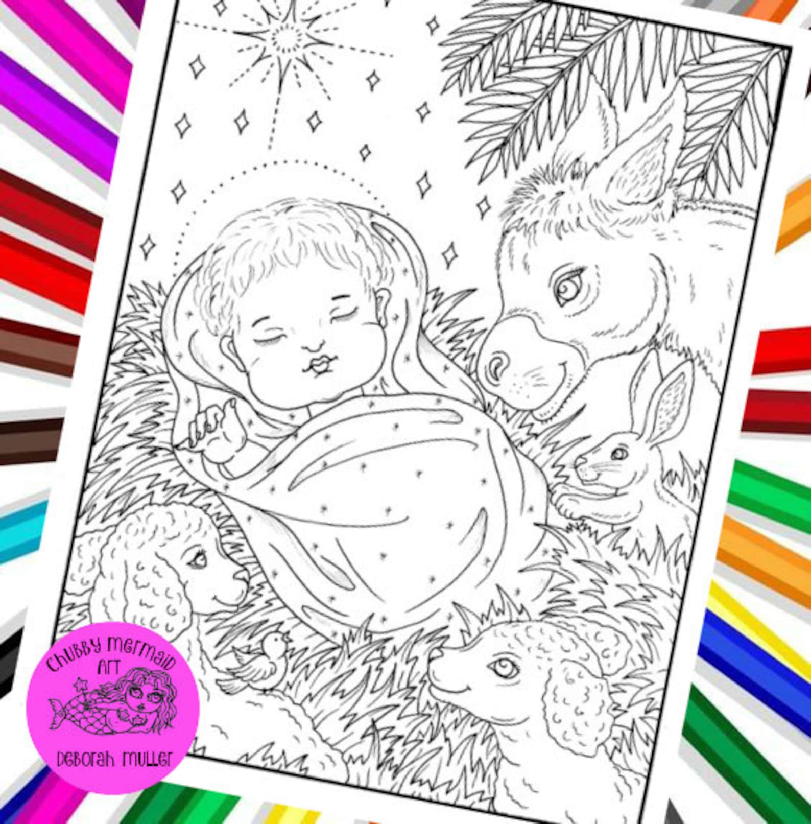 Manger Christmas Coloring Page. Pdf, Digital Download. Christmas Page ...