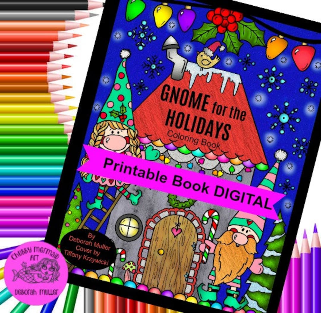 GNOME Christmas Coloring Book Digital, Printable Cute Gnomes Ready for ...