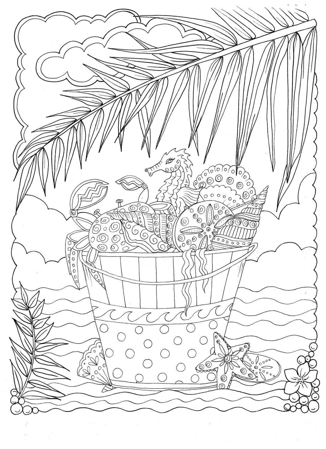 5 Pages of Shells to Color Digital Instant Download Coloring - Etsy