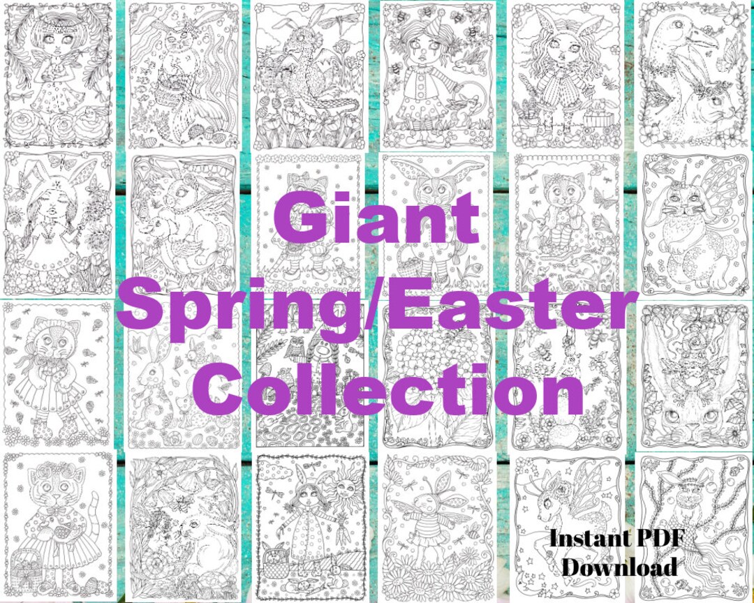 EASTER/SPRING Giant Coloring Collection 24 Pages. Instant PDF Download ...