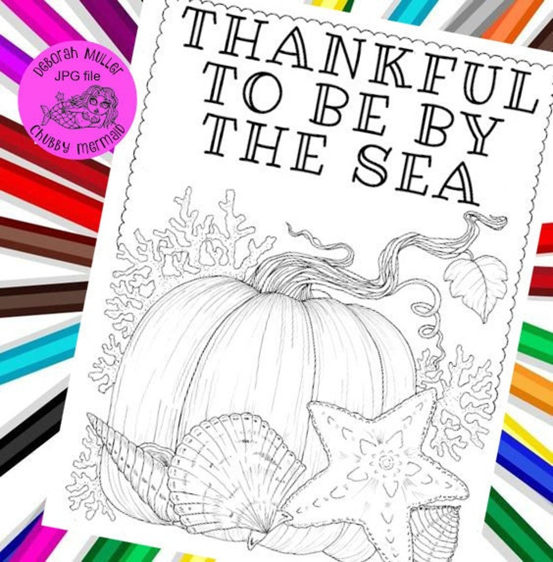 By the Sea, at the Beach Fall Coloring Pages. 2 Pages of Beachy, Fall ...