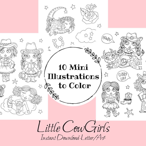 Cow Girl Coloring Pages - Etsy