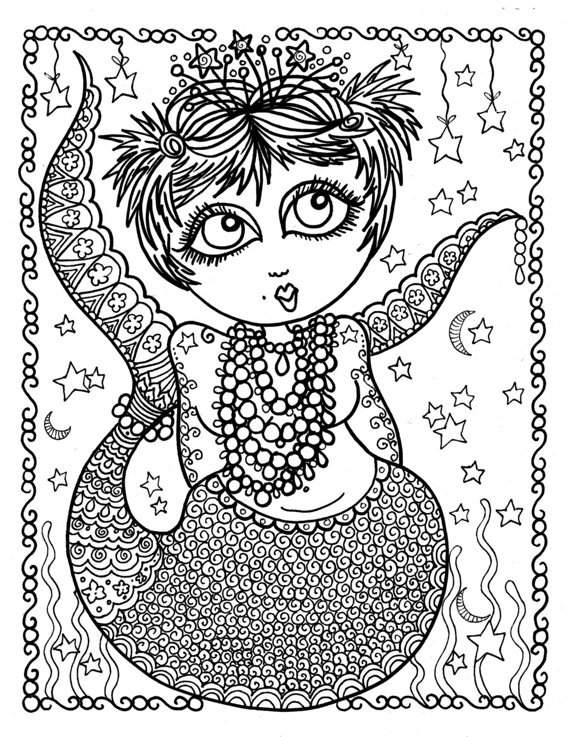 Chubby Mermaid Coloring Page Adult Coloring Page Fantasy Color - Etsy
