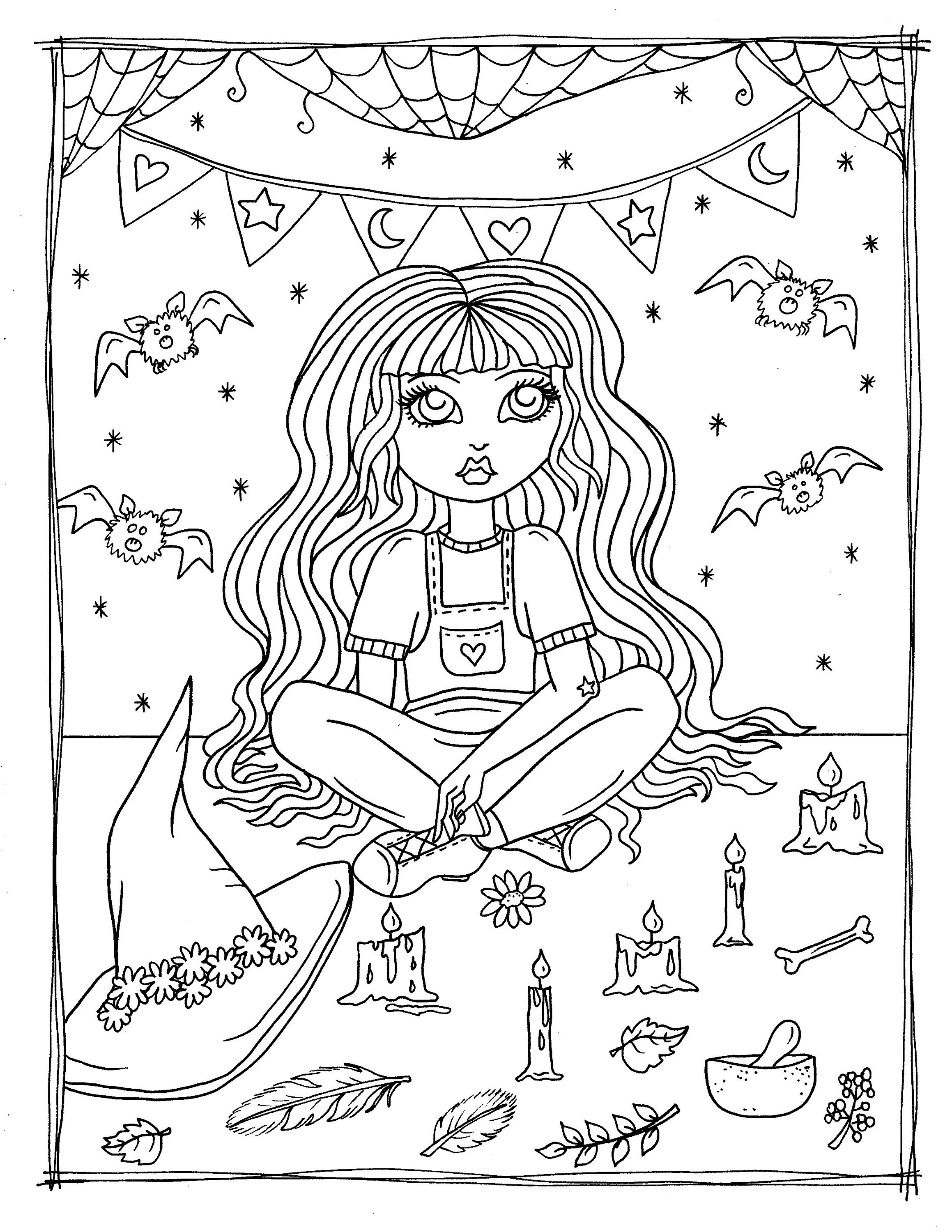 Little Witches Digital Coloring Book. Print and Color Cute - Etsy