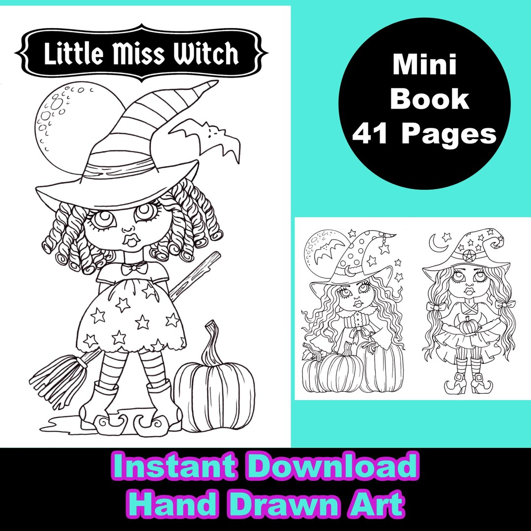 Little Miss Witch Pdf Coloring Book. Fun, All Original Art Drawn by ...