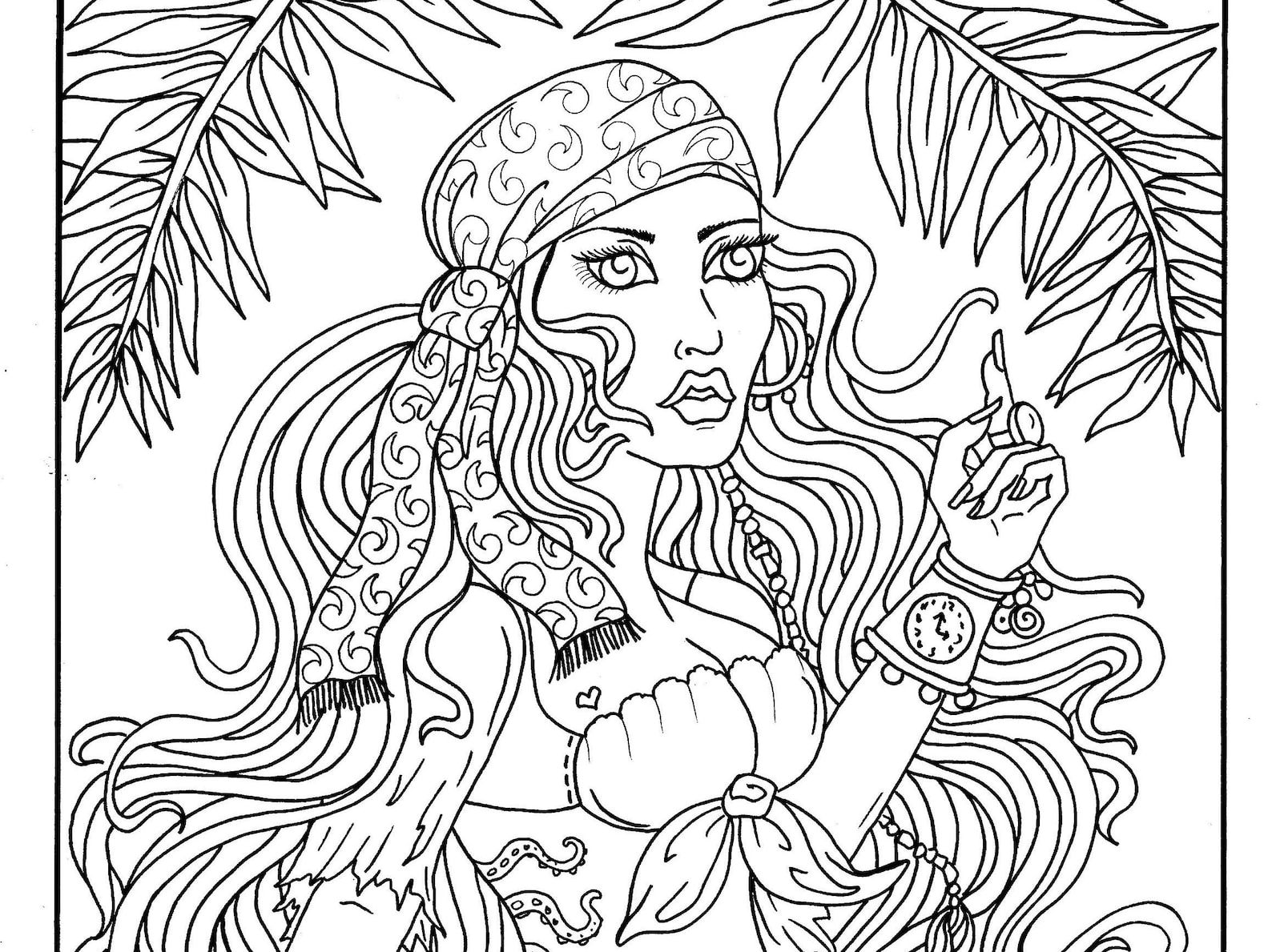 Steampunk Pirate Girls Coloring Fun! Instant Download, Print and Color ...