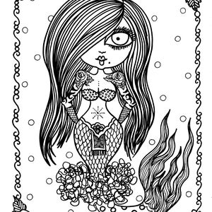 5 Pages of Burlesque Mermaids to Color Adult coloring Dance | Etsy