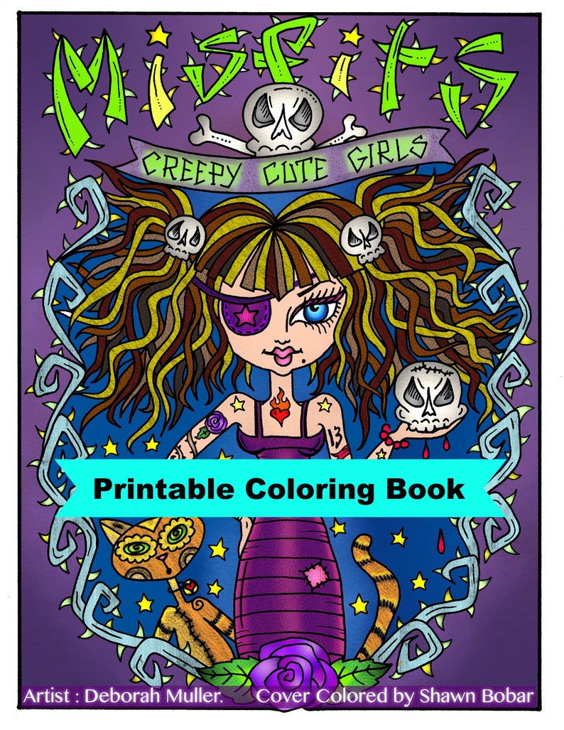 DIGITAL Coloring Book Misfits Creepy Cute Girls Adult - Etsy
