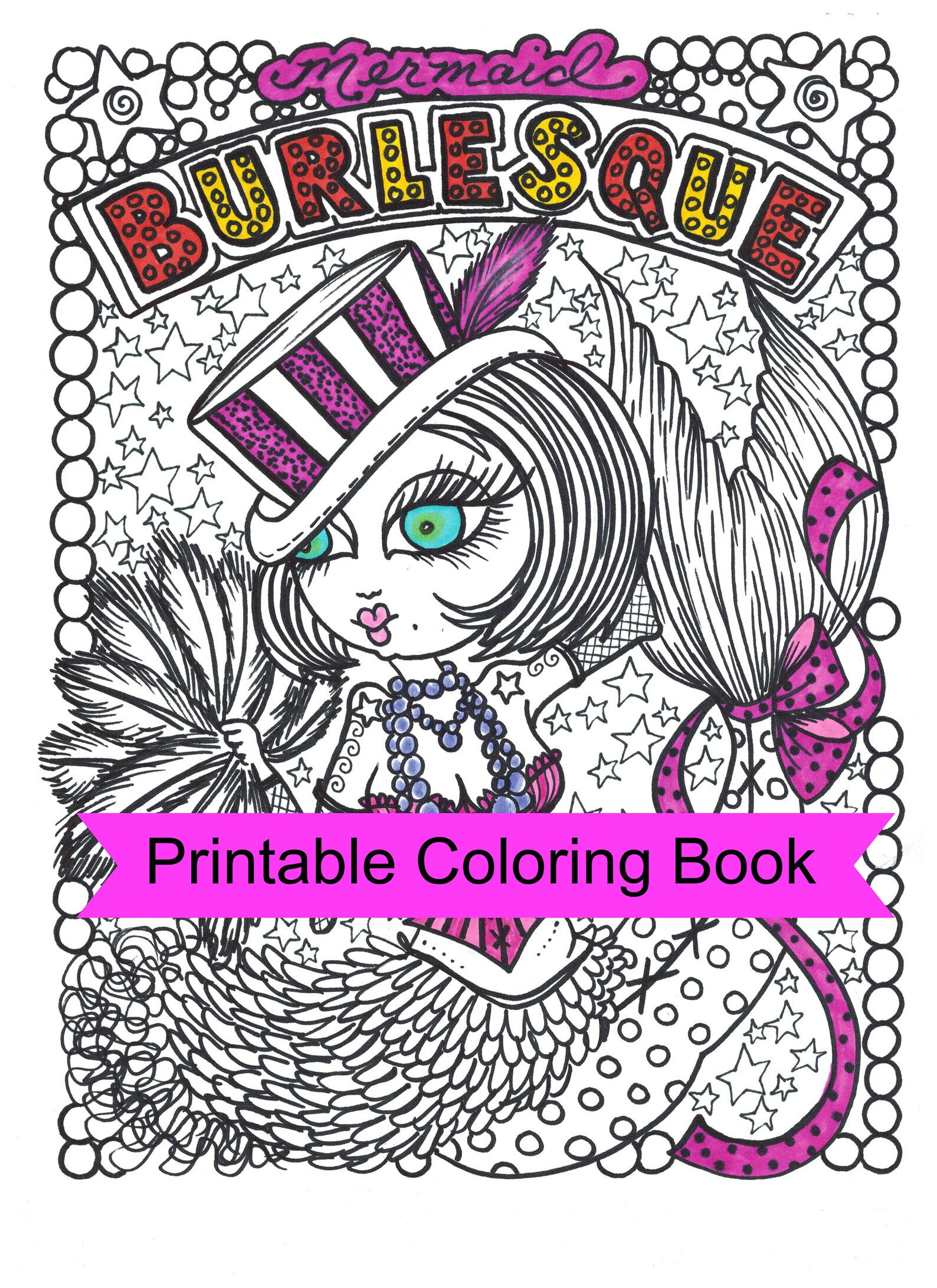 Digital Book Burlesque Mermaids Coloring Book Adult, Fun Mermaids ...