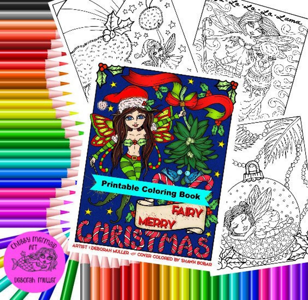 Digital Fairy Merry Christmas Coloring Book Digital Download Fairies ...