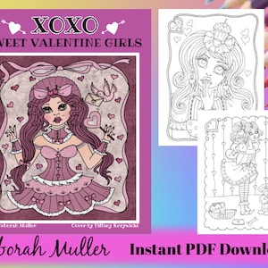 XOXO Valentine Girls Instant Download Coloring Book. Deborah Muller ...