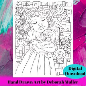 Puppy Love Digital Coloring Page. Hand Drawn Art by Me! Fun Coloring ...