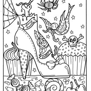 Halloween Sweets and Pinups Digital Download Coloring Book, Cupcakes ...