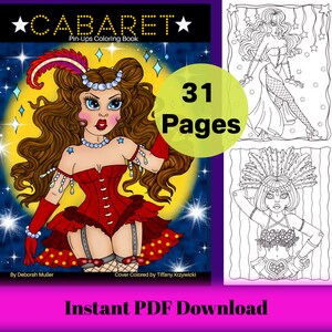 CABARET PDF Coloring Book. Fun and Whimsical Coloring. Hand Drawn. 31 Pages! - Etsy