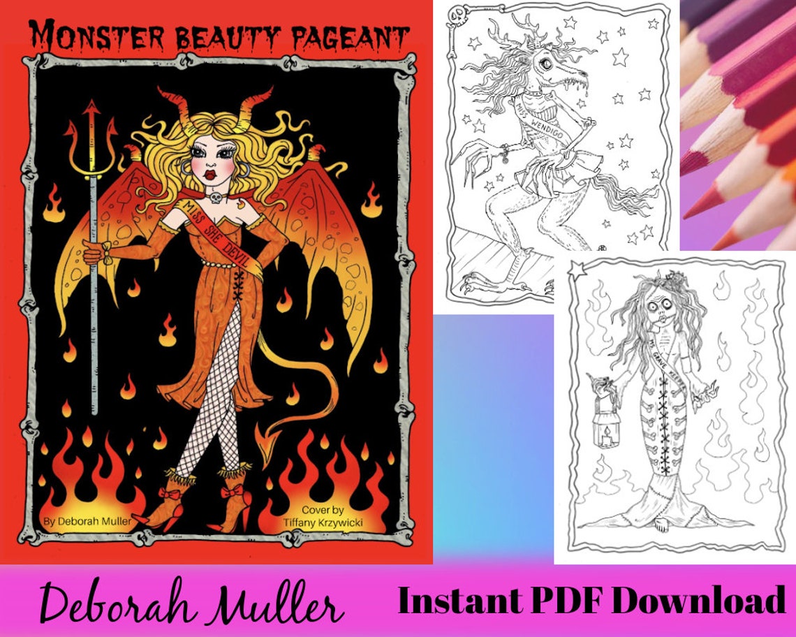 MONSTER BEAUTY PAGEANT Instant Download Coloring Book. Deborah - Etsy