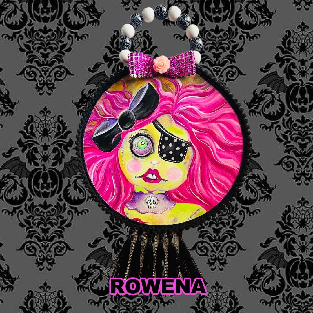 Acrylic on Wood Painting. Wall Hanging Monster Girl Named ROWENA. Fun ...