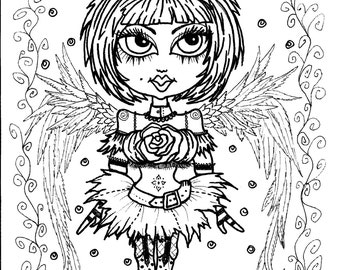 5 Pages Gothic Angels to Color Coloring Book Digital | Etsy