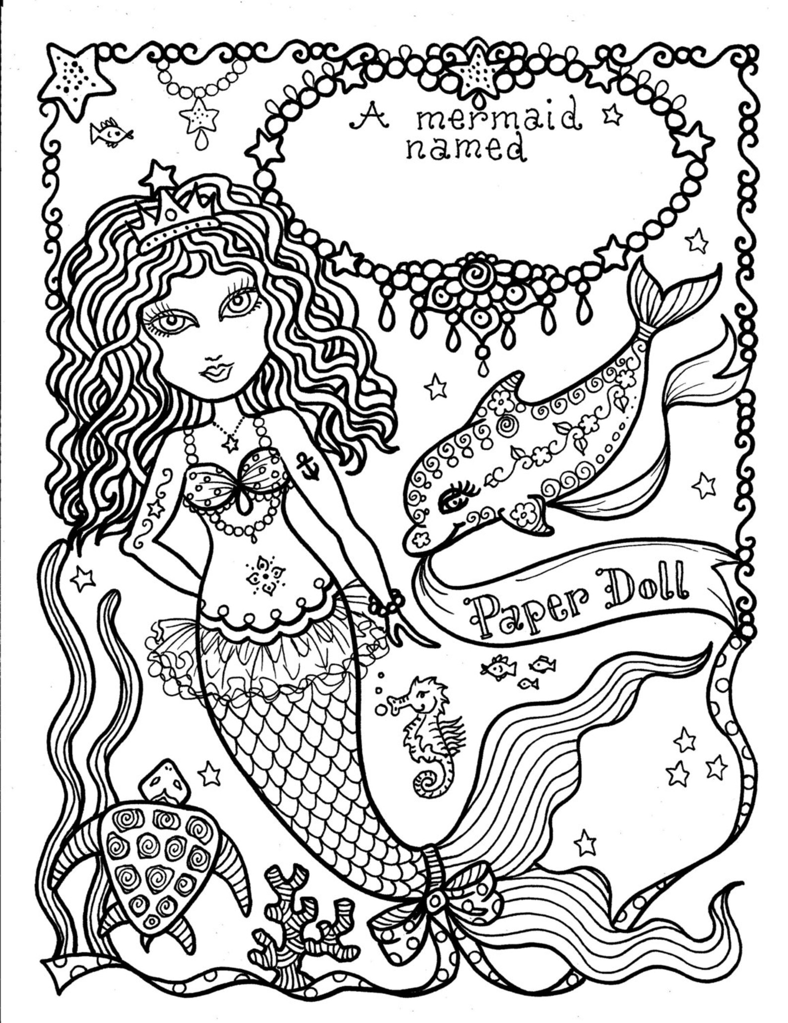 Mermaid Paper Doll 5 Pages to Color and Cut and Play | Etsy