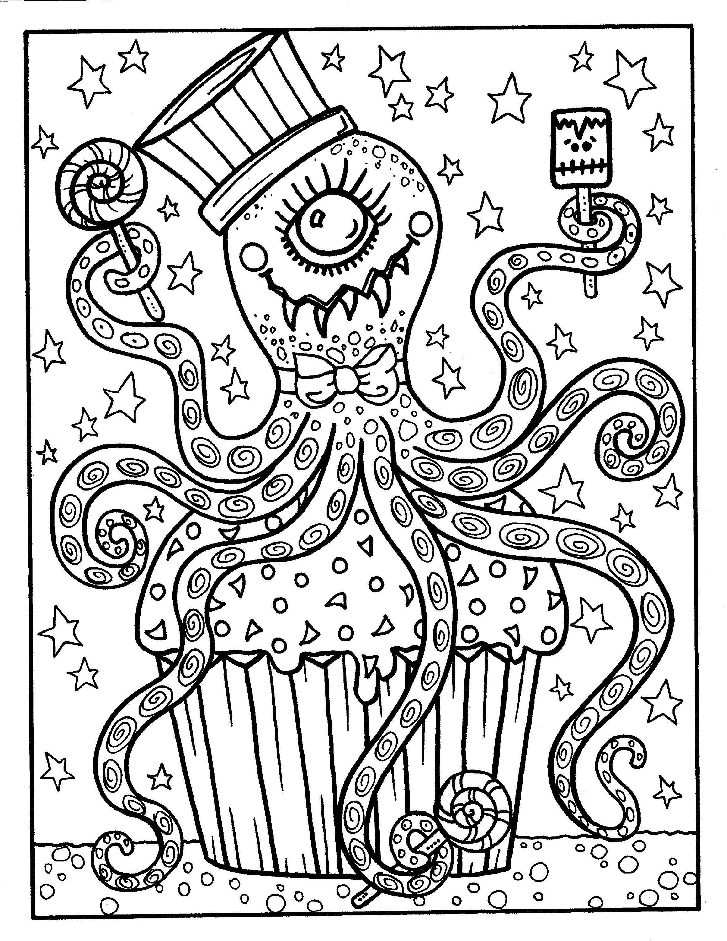 5 Pages Halloween Cupcakes part 2 printables adult coloring | Etsy