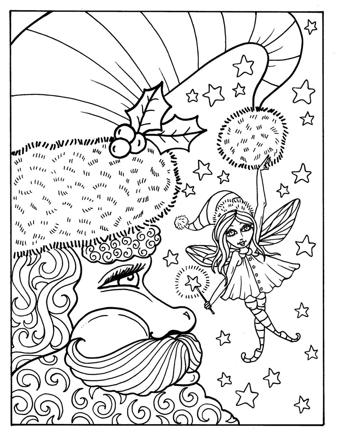Digital Fairy Merry Christmas Coloring Book Digital Download - Etsy