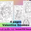 Gnome Love Printable Coloring Page, Digital, Gnomes, Woodland ...