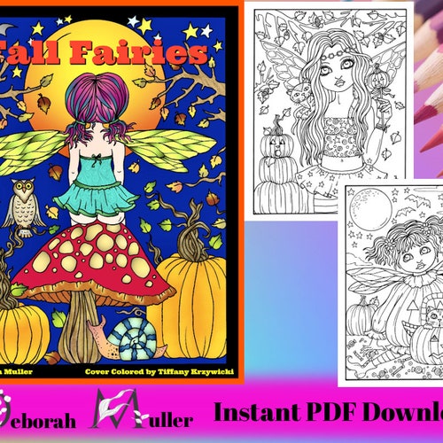Fall Fairies Digital Coloring Book. Pumpkins Pumpkin Spice - Etsy