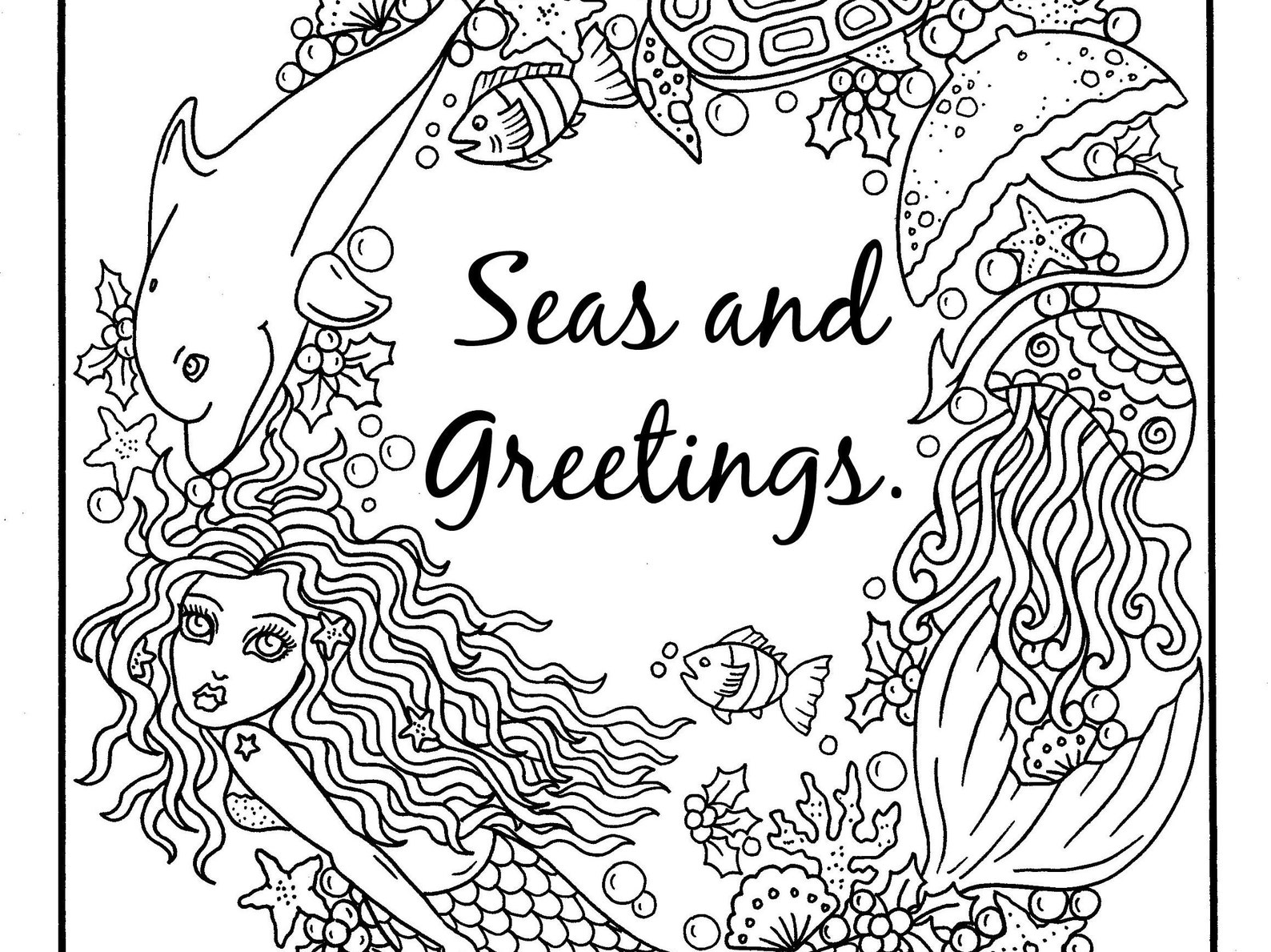 A Merry Mermaid Christmas Digital Coloring Book. Printable - Etsy