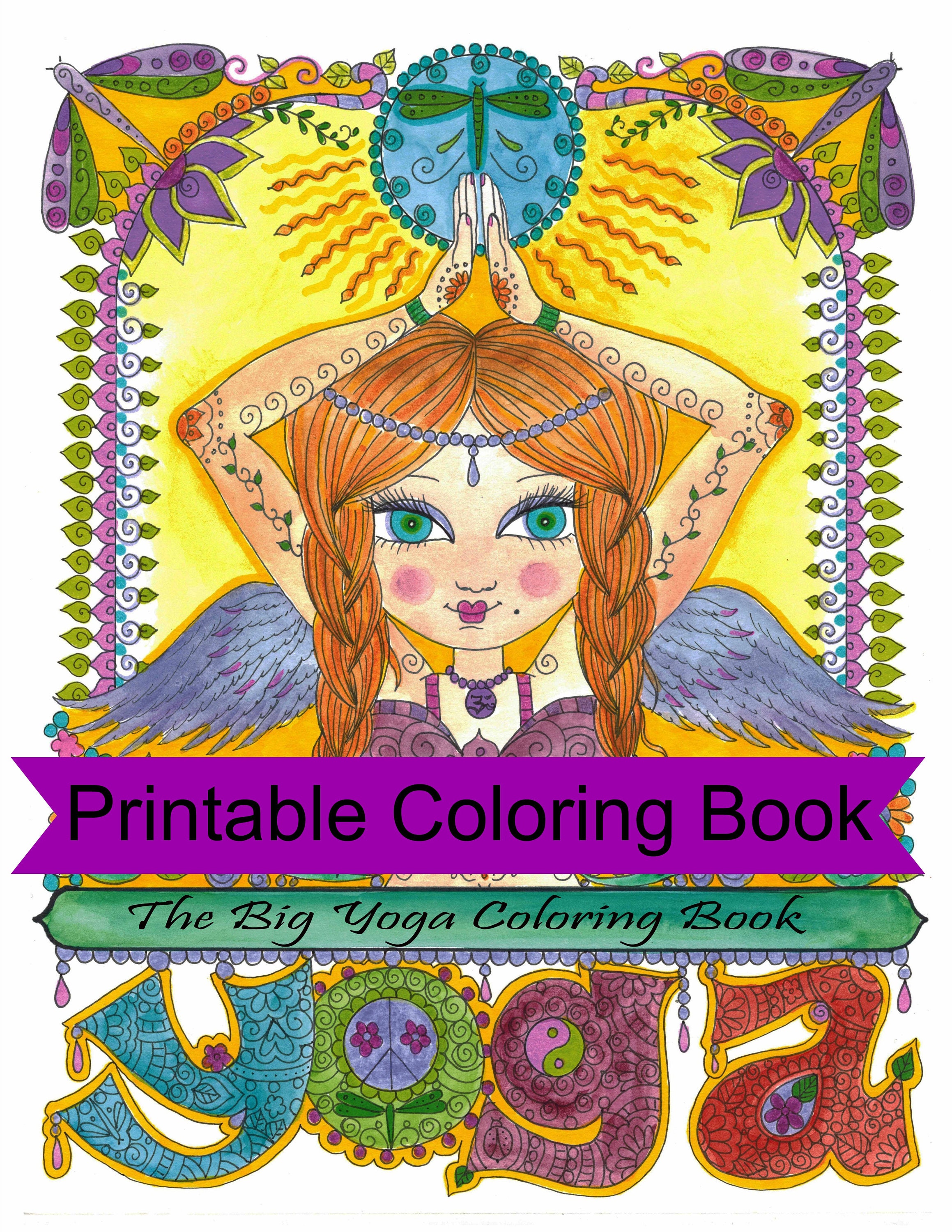 Digital Yoga Coloring Book, Instant Download, Adult Coloring Book, Om ...