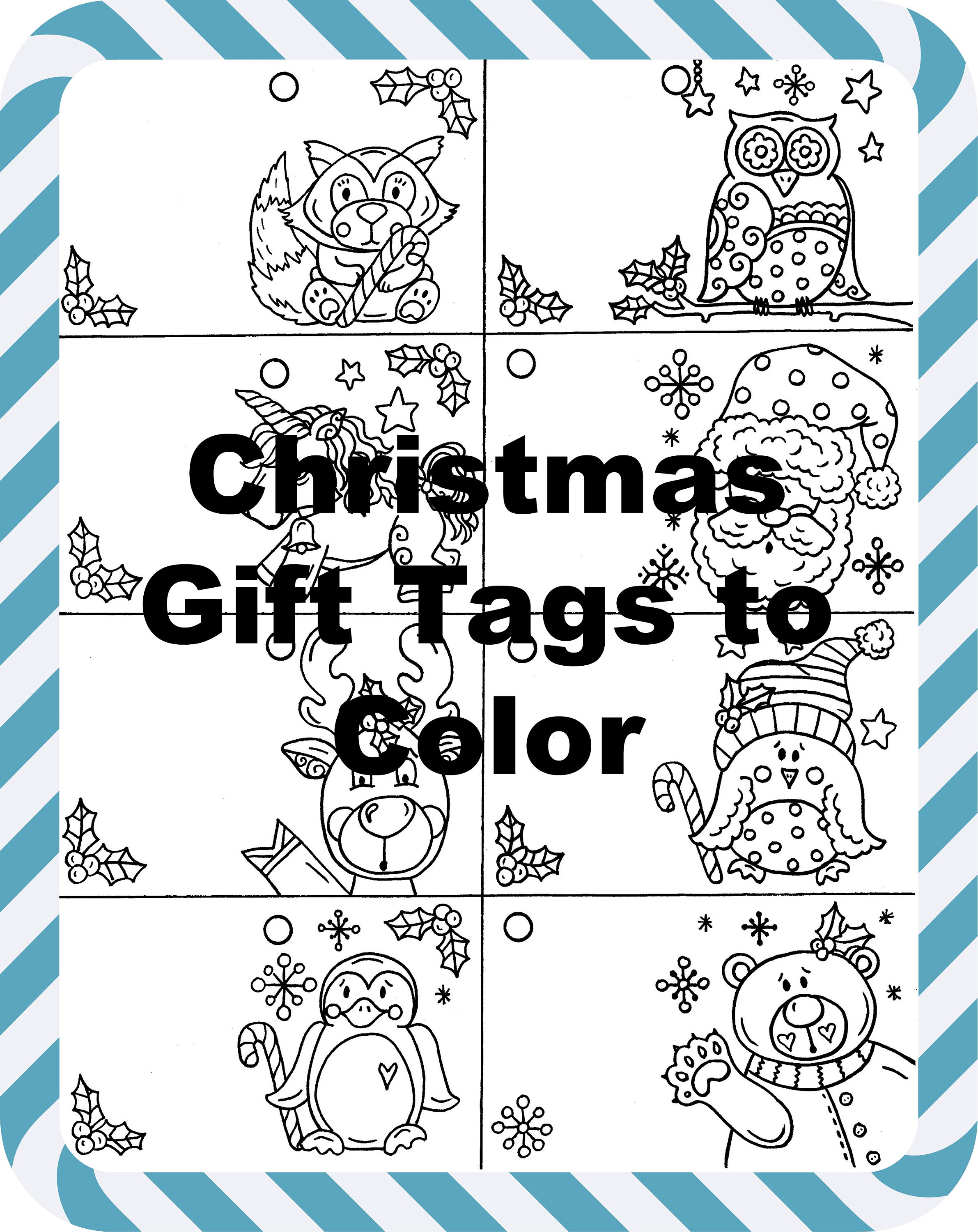 Printable Digital Coloring Page Cute Christmas Critter Art ...