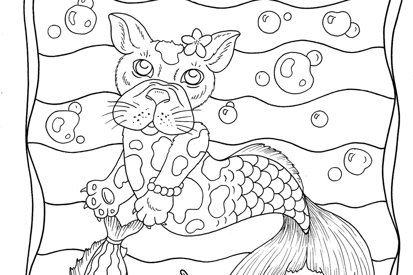 Mer-animals 3 Mermaid Animals to Color. Mer-bunny, Mer-kitty, Mer-doggy ...