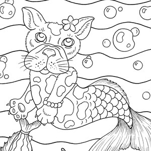 Mer-animals 3 Mermaid Animals to Color. Mer-bunny, Mer-kitty, Mer-doggy ...