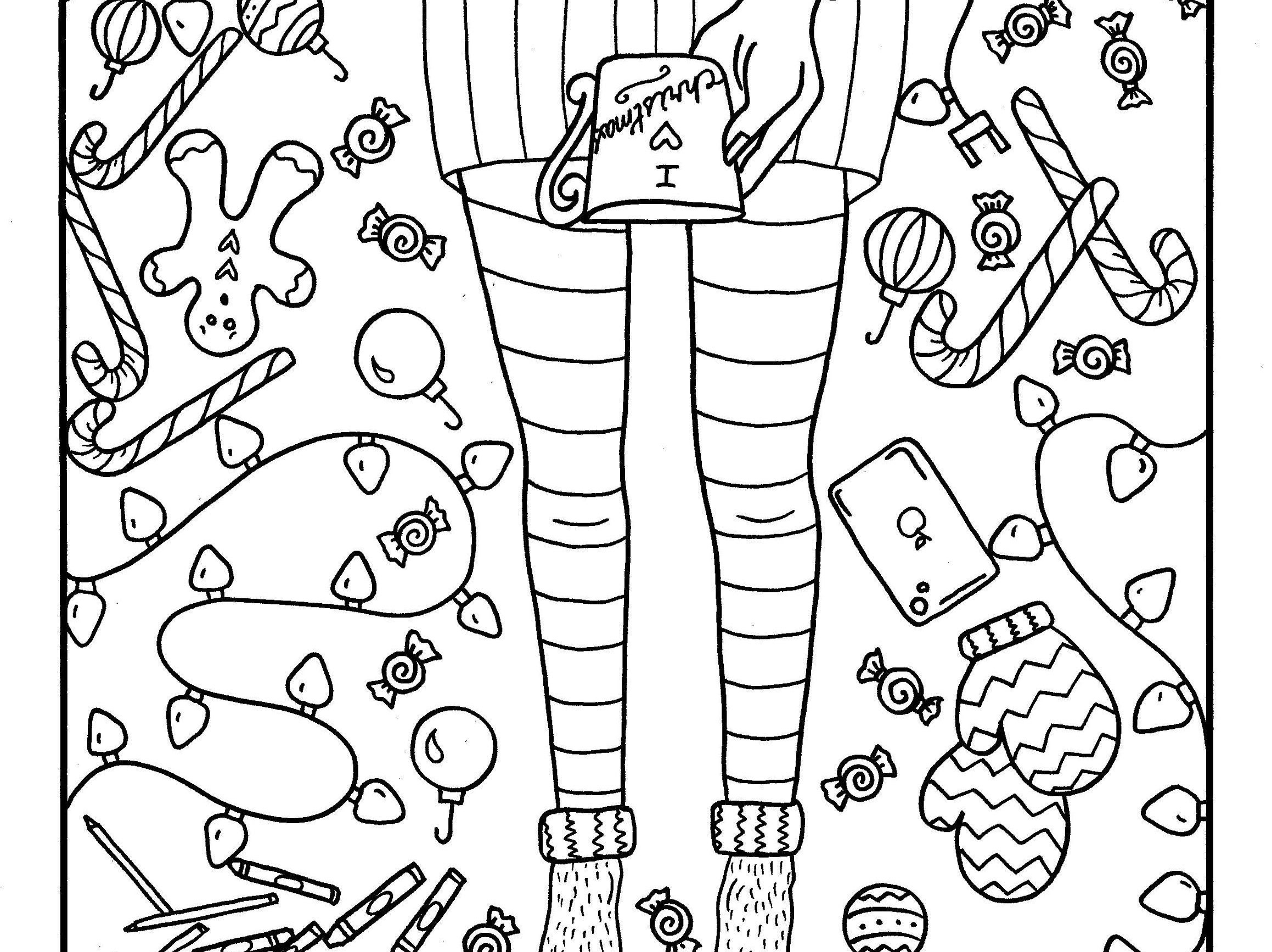 5 Christmas Girls Printable Coloring Pages. Holiday Coloring Fun for ...