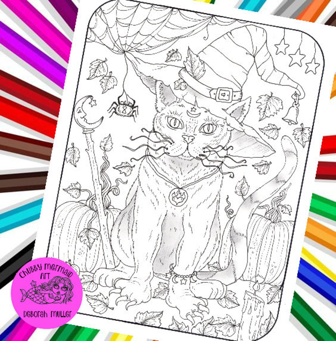 Bewitched Kitty Coloring Page. Digital PDF Instant Download. - Etsy