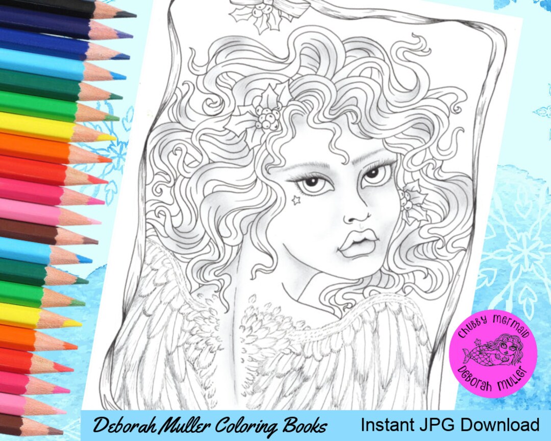 Christmas Angel Coloring Page. Instant Download, Print and Color. A ...