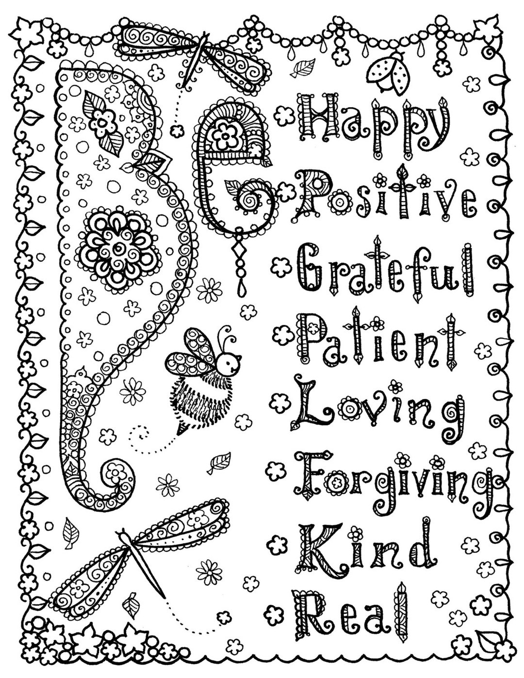 INSTANT Download BE Coloring Page 8 1/2 X 11 - Etsy