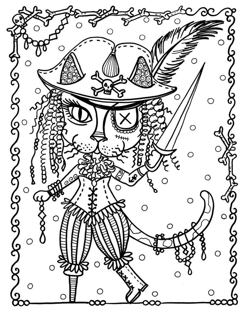 5 Pages Fantasy Cats Instant Download 5 Coloring Pages You Color and Be ...