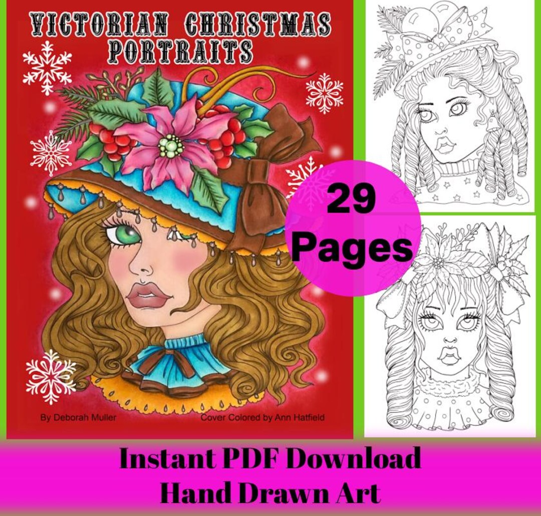 Victorian Christmas Portraits Pdf Coloring Book. Fun and Whimsical ...