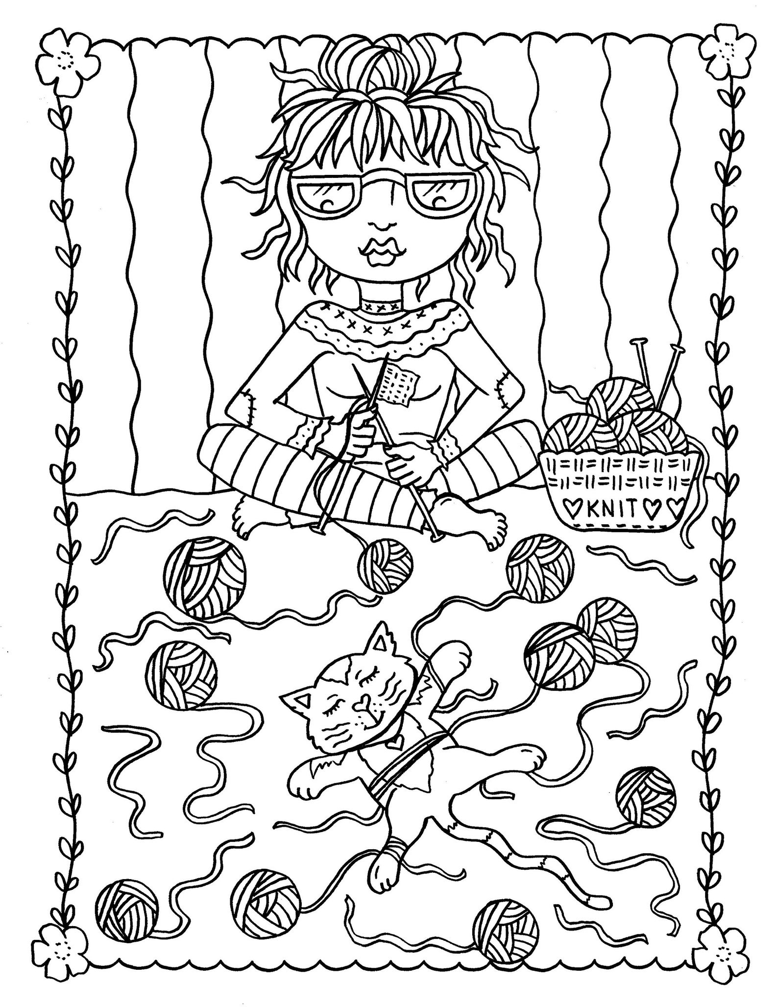 Crazy Cat Girls Digital Coloring Book, PDF, Instant Download, Cats and ...