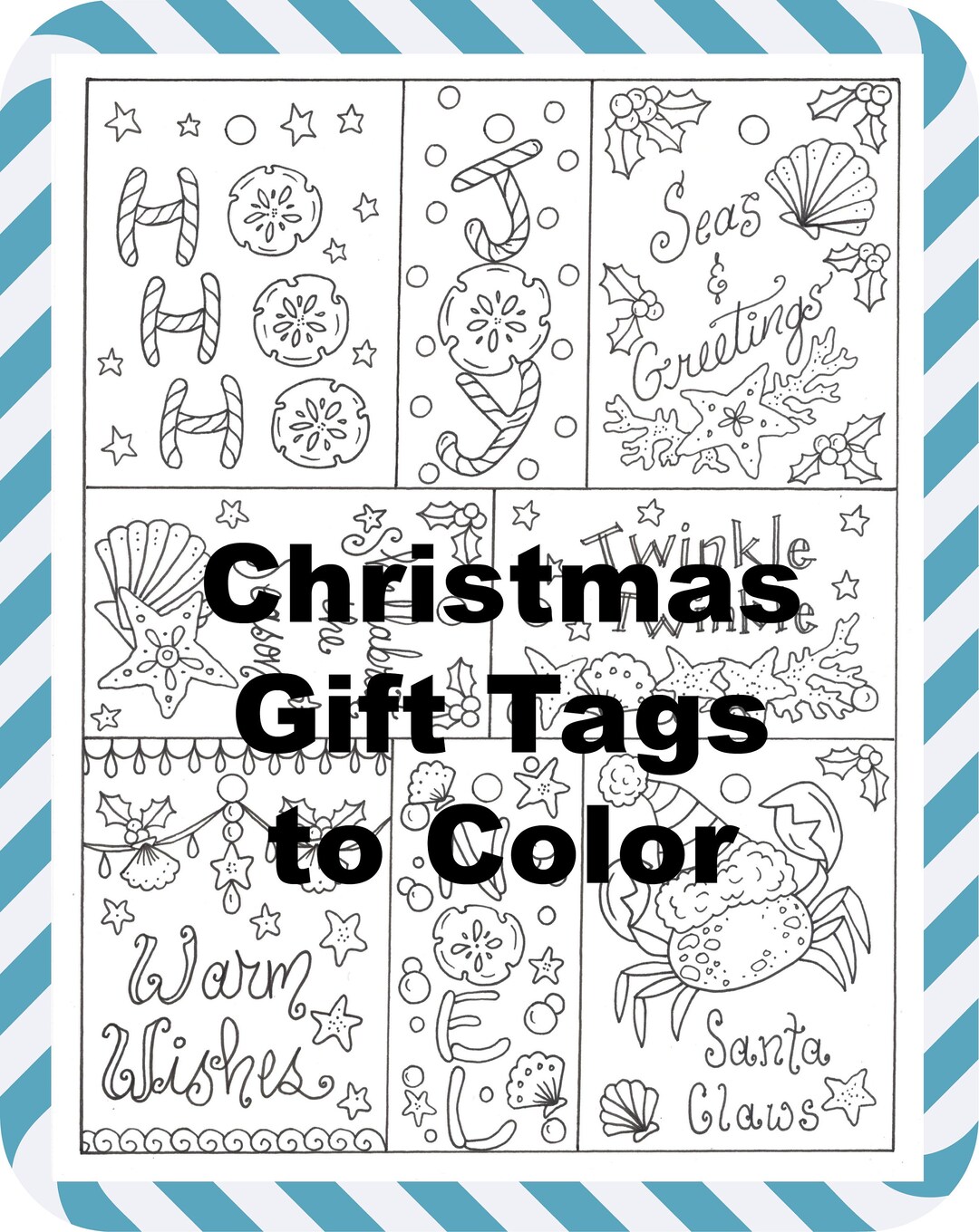 Christmas Gift Tags to Color. Instant Download. Digital Coloring Page ...