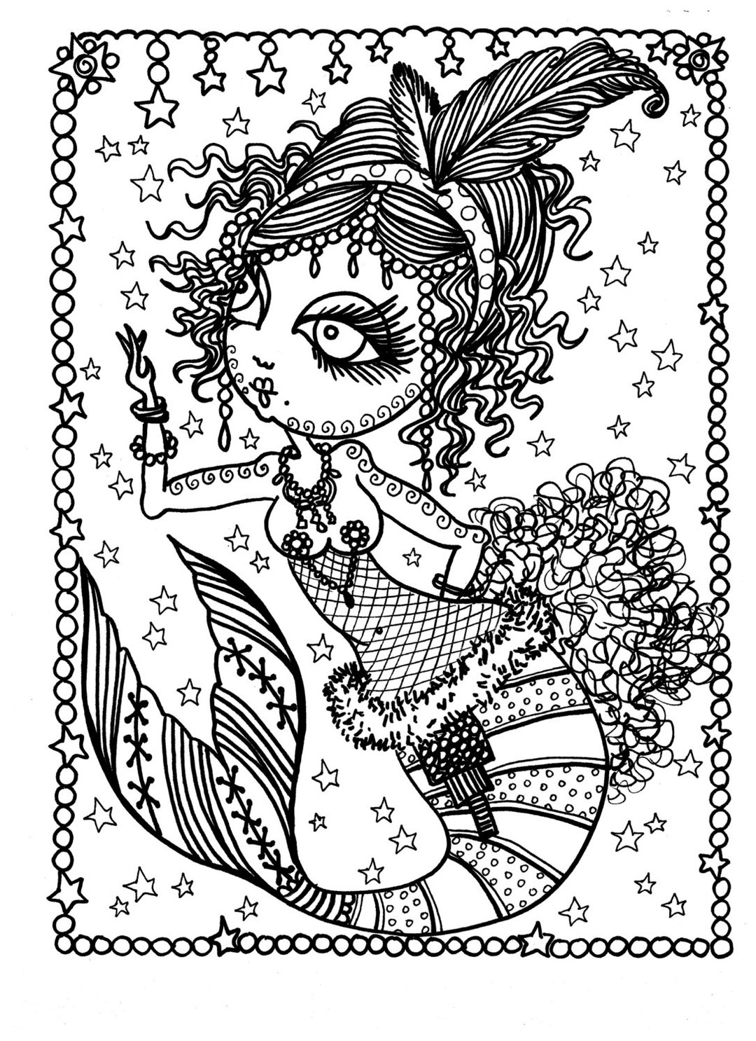 5 Pages of Burlesque Mermaids to Color Adult Coloring Dance - Etsy Canada