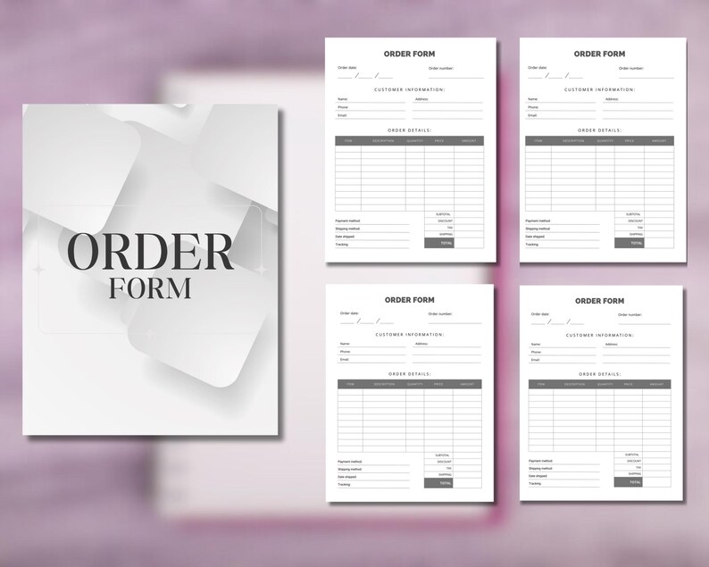 Printable Order Form Template, Small Business Sales Sheet PDF, Customer ...