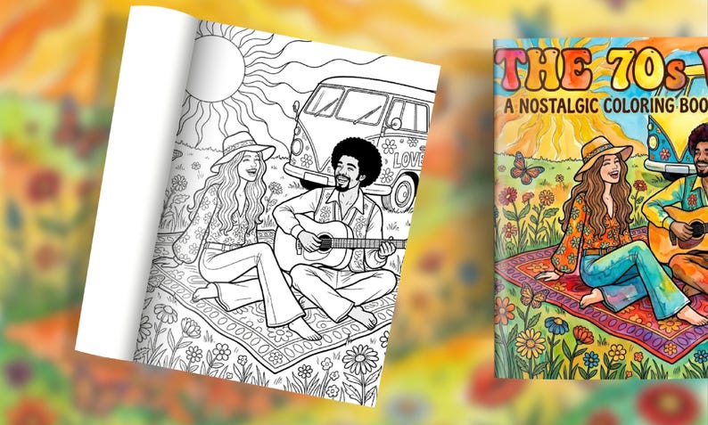 The 70s Vibe Coloring Book for Adults | Physical Groovy Retro Fashion ...