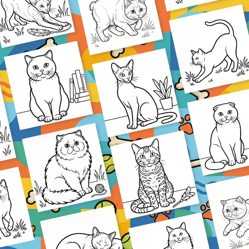 Cat Breeds Coloring Book Printable | Cute Cats Coloring Pages | Bold ...