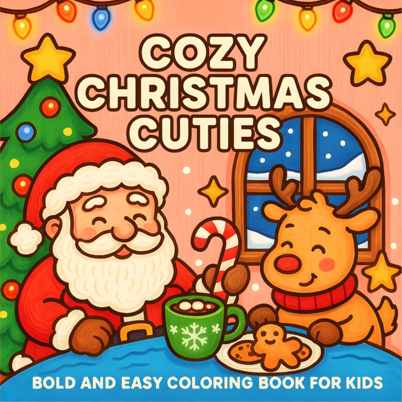 Cozy Christmas Cuties Printable Coloring Book | Bold & Easy Holiday ...