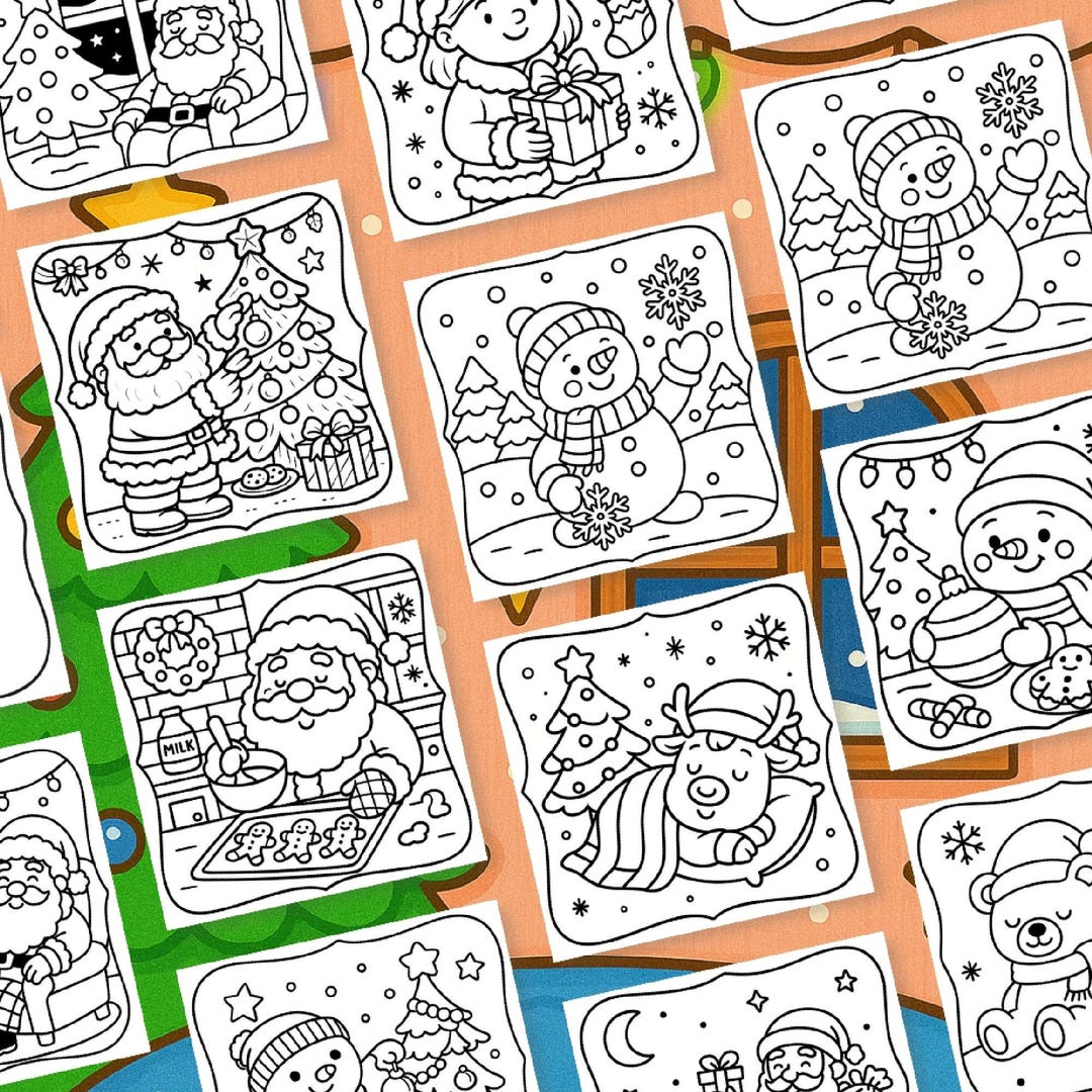 Cozy Christmas Cuties Printable Coloring Book | Bold & Easy Holiday ...