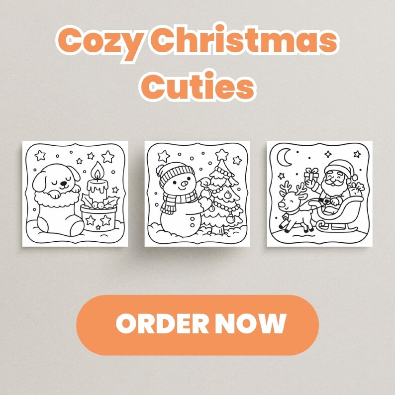 Cozy Christmas Cuties Printable Coloring Book | Bold & Easy Holiday ...