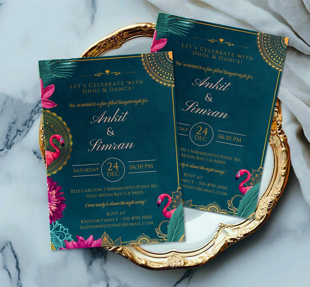 Elegant Indian Sangeet Invitation | Digital Mehndi & Pre-wedding Invite ...